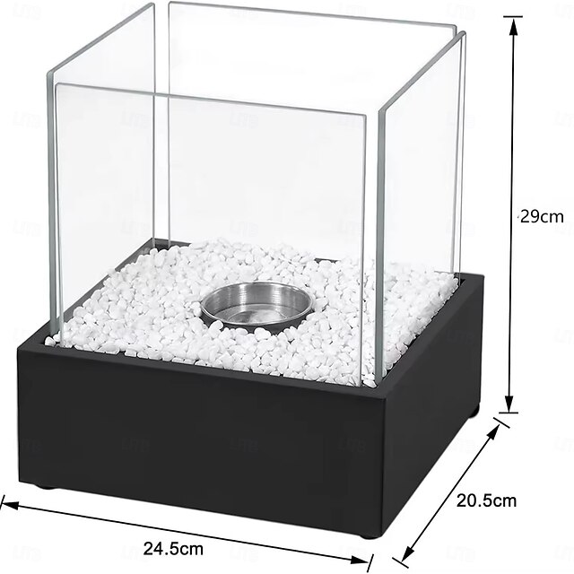 Tabletop Fire Pit Outdoor Fire Pit with Glass Table and Remote Control ...