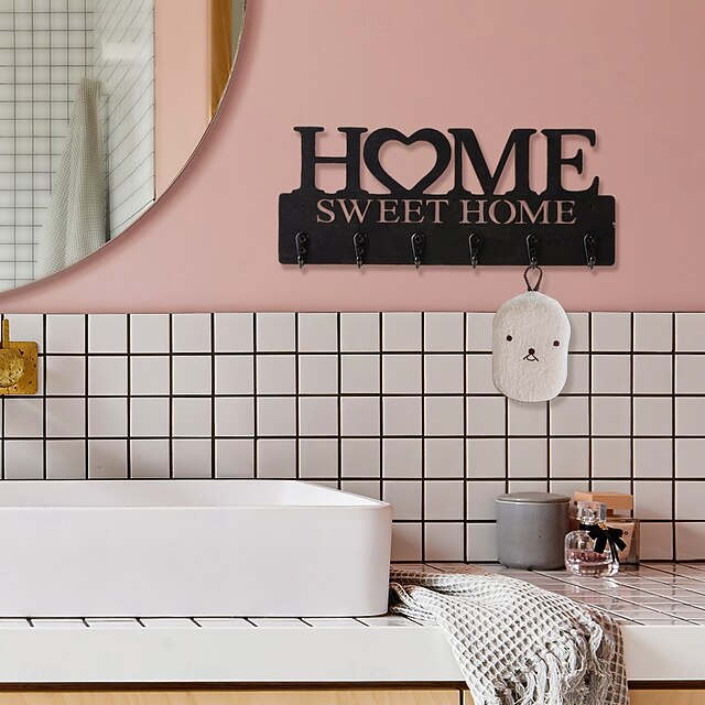 1PC Creative And Simple Iron Wall Decoration Hook HOME Wooden Panel ...