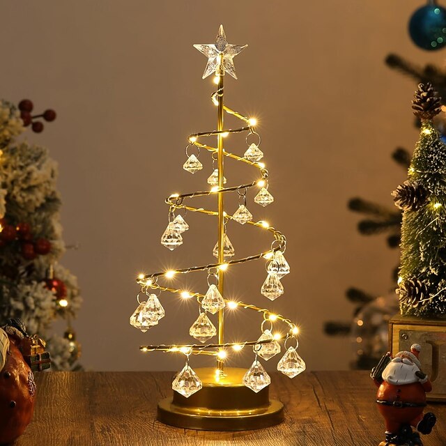 Tree Light, Acrylic Crystal Tree Lamp, Battery Operated Tree Night ...