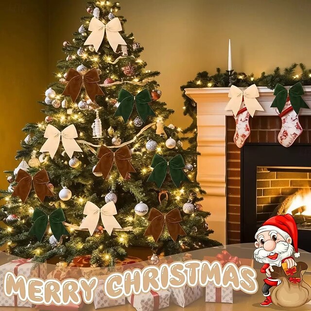 12 Pcs Christmas Velvet Bows 6 Inch Rustic Wreath Gift Bows Vintage ...