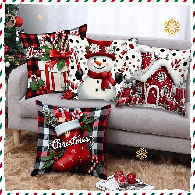 Christmas Linen Plush Cushion Cover Modern Minimalist Decorative ...