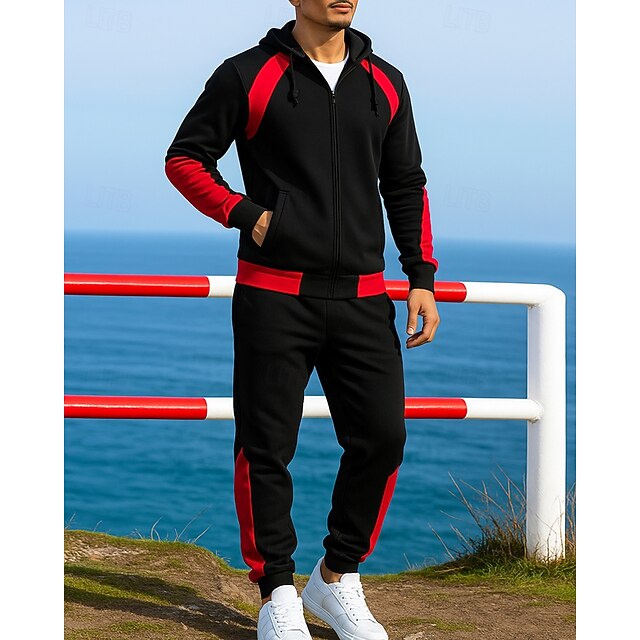 Men's Jogging Suit Full Zip Sweatshirt Sports Tracksuits Hooded with ...