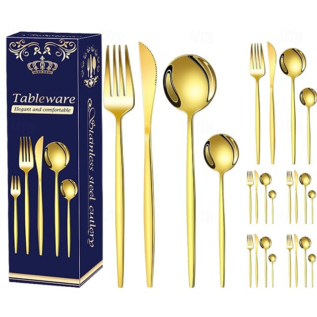 Conjunto de talheres natalinos de 24 peças em aço inoxidável, incluindo ...