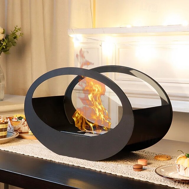 Cheminée de table, cheminée ovale à l'éthanol de 15,7 pouces, foyer de ...