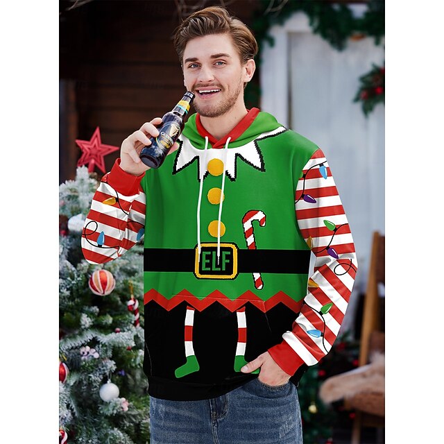 Christmas Hoodie Elf Front Pocket Graphic Novelty Funny for Couple's ...