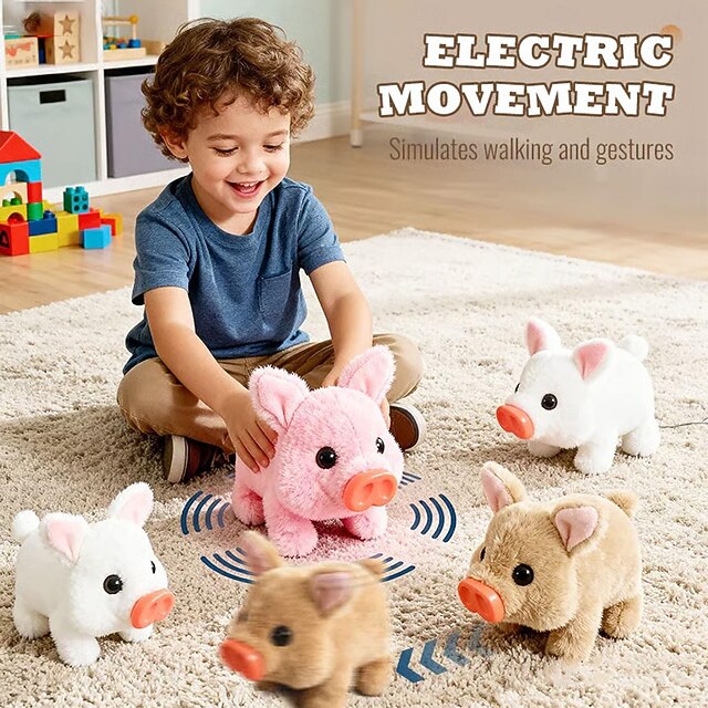 Electric Pig Plush Realistic Toy, Walking Piggy Pet Interactive ...