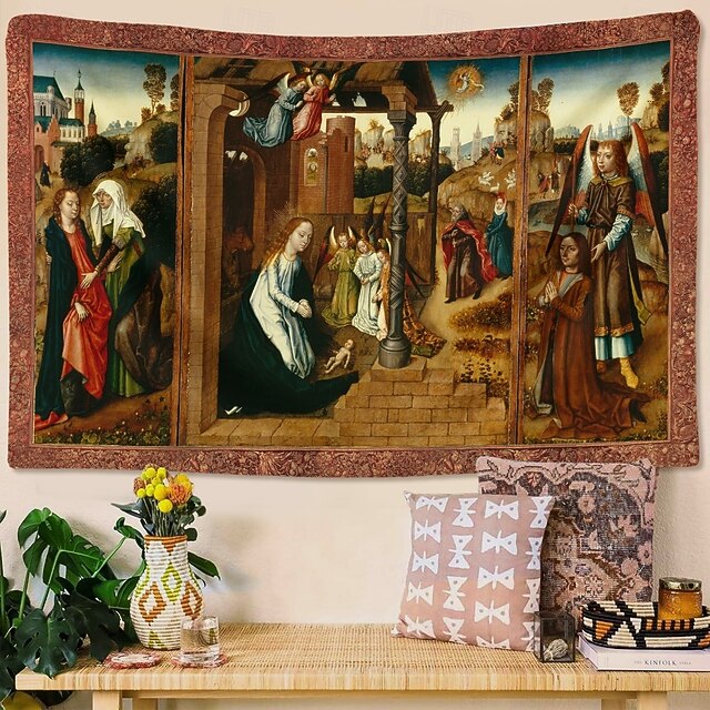 Christmas Hanging Tapestry Birth Nativity Scene Triptych European ...