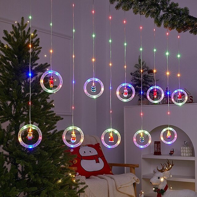 3.5M Christmas curtain light, leather wire light string, circular ...