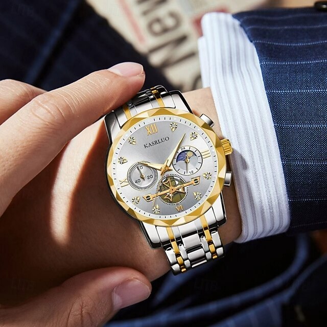 New Stainless Steel Strap Men's Quartz Watch Night Light Display with ...