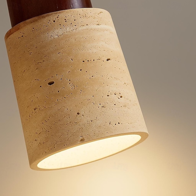 Wabi-sabi Cylindrical Travertine Stone Natural Stone Pendant Light ...