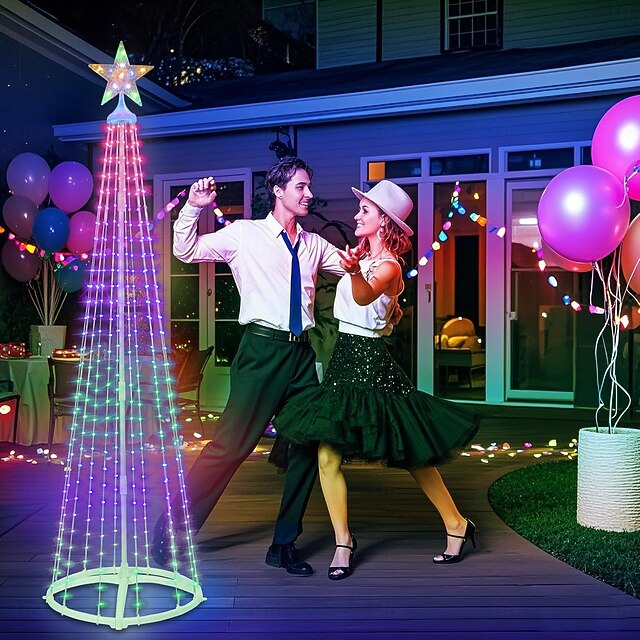 Outdoor Christmas Tree Lights, Multicolor Prelit Cone Christmas Tree ...