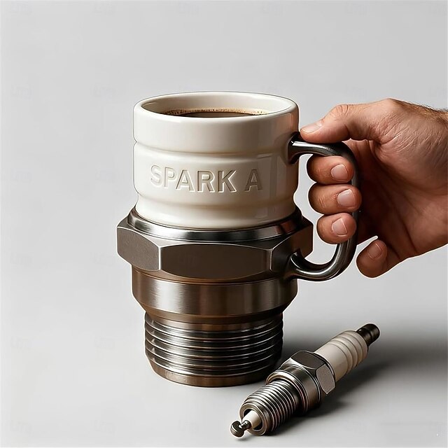 Spark Plug Mug, 12oz Novelty Funny Tea Cup with Engine Sparks Plugs ...
