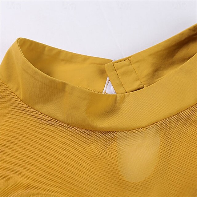 Chic Color-Block Ballroom Dance Dress with Floral Accent and Long ...