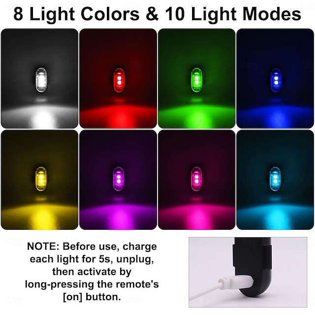 Wireless Strobe Lights with Remote Control Motorcycle Car LED 8 Colors ...