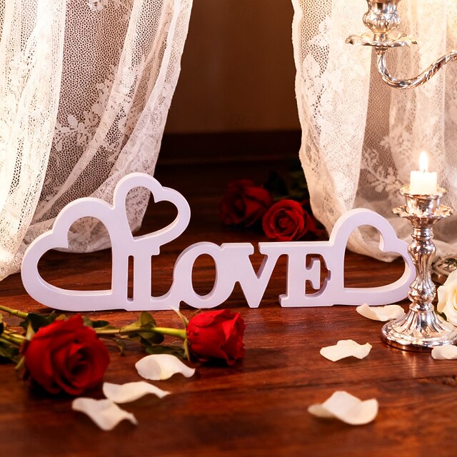 1PC White Three-heart LOVE Letter Snow Foam Board Home Decoration Piece ...