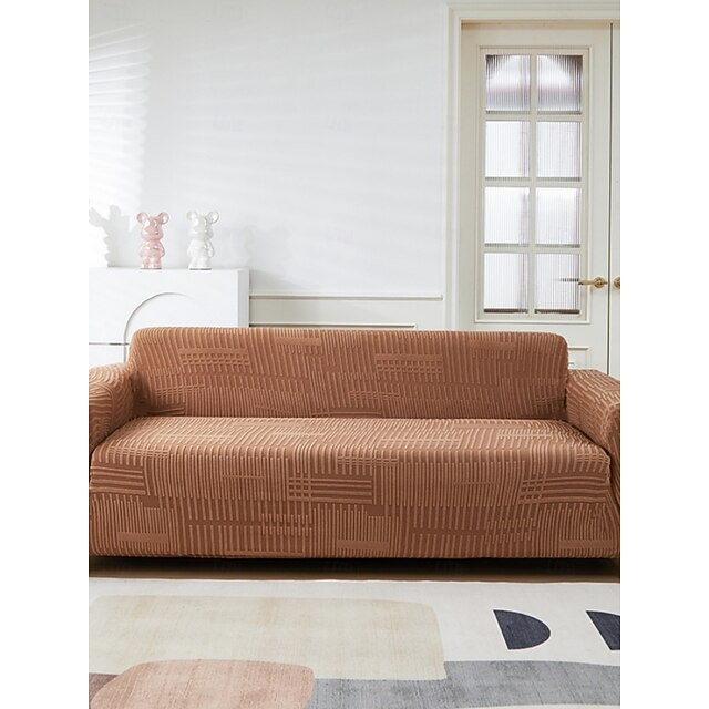 1 Piece Winter Warm Plush Solid Color Elastic Sofa Cover – Modern ...