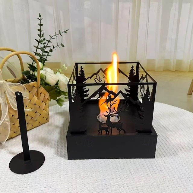 Tabletop Fire Pit Outdoor Fire Pit with Glass Table and Remote Control ...