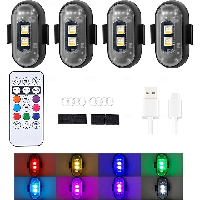 Wireless Strobe Lights with Remote Control Motorcycle Car LED 8 Colors ...