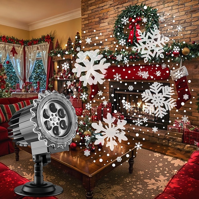 Christmas 3D Snowflake Projection Light Indoor/Outdoor Courtyard Lawn ...