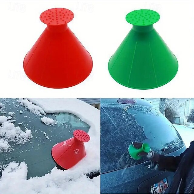 4PC Car Windshield Snow Scraper Set – Magic Ice Shovel, Round Plastic ...