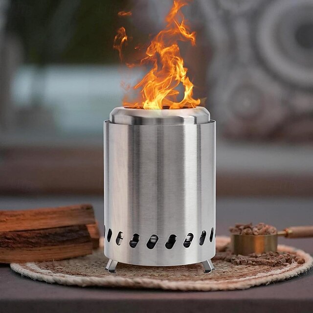Tabletop Fire Pit Smokeless Portable Bonfire 304 Stainless Wood Burning ...