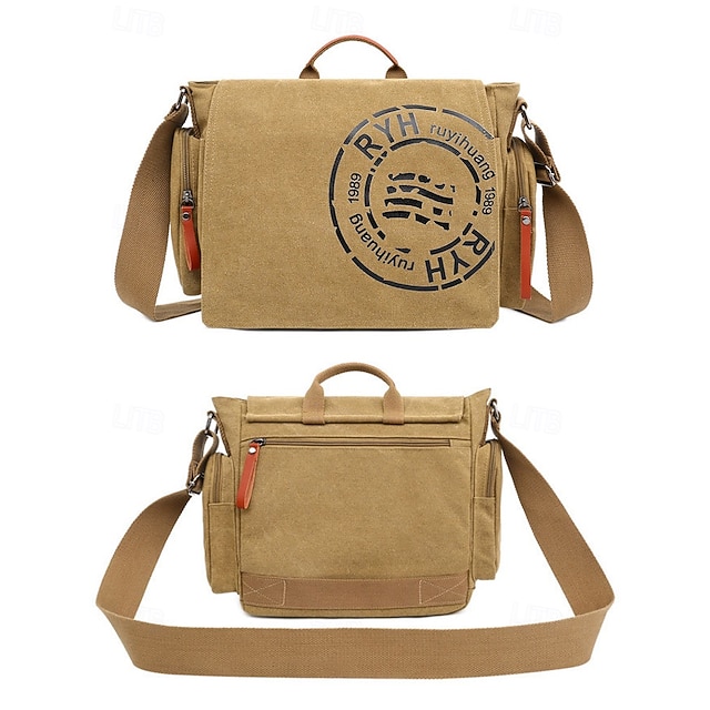 Bolso bandolera de lona para hombre con gran capacidad, estilo vintage ...