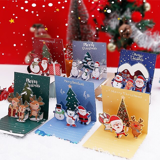 6 Pack 3D Christmas Greeting Cards, Creative Holiday Cards for ...