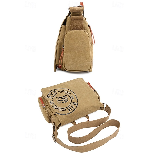 Bolso bandolera de lona para hombre con gran capacidad, estilo vintage ...