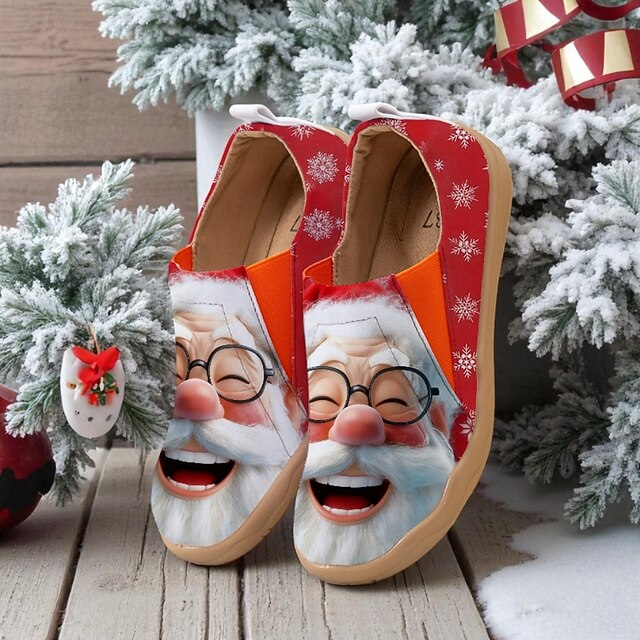 Women's Wide Toe Santa Claus Canvas Travel Shoes – Comfortable ...