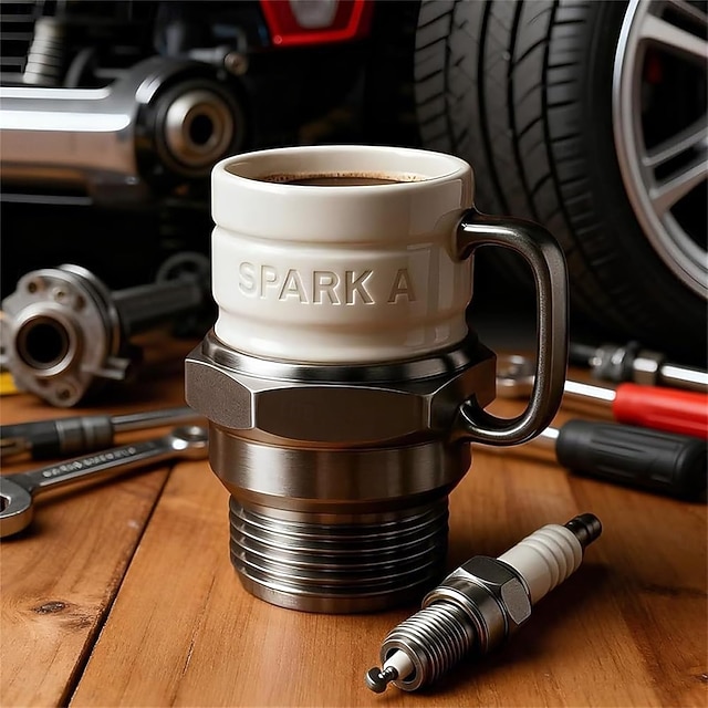 Spark Plug Mug, 12oz Novelty Funny Tea Cup with Engine Sparks Plugs ...