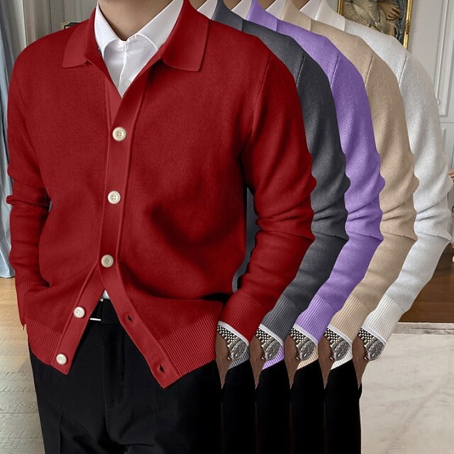 Homme Pull Gilet Cardigan Côtelé Tricoter Hauts Réguliers Tricoté Uni ...