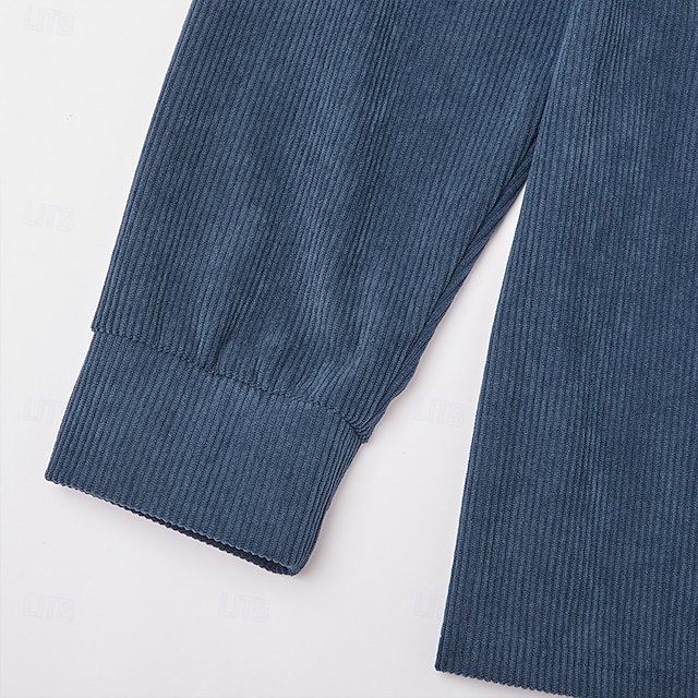 Per uomo Camicia di Velluto a Coste Polo Casuale Sportivo Bavero Manica ...