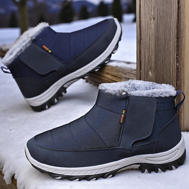 Men's Warm Winter Snow Boots with Fur Lining, Non-Slip Outdoor Ankle ...