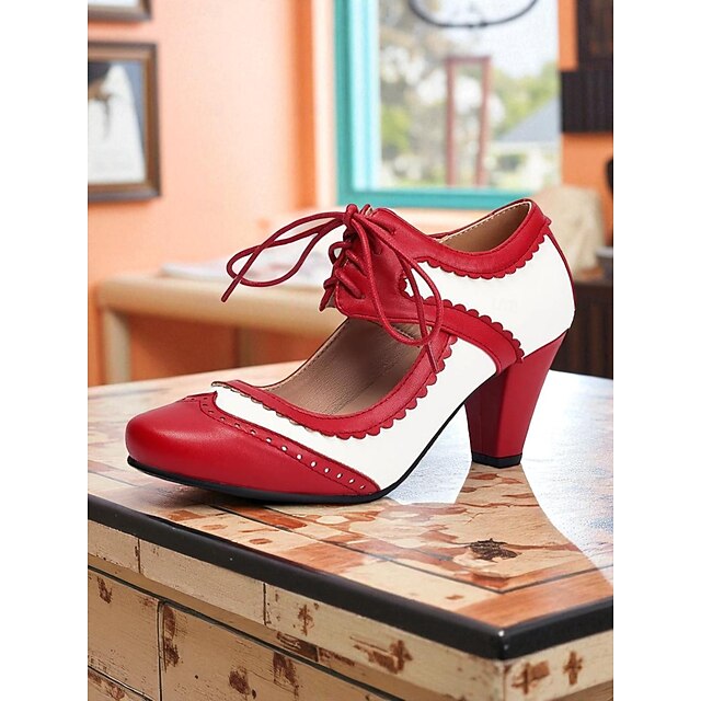 Vintage Oxford Lace-Up Women's Brogue Heels – Two-Tone Retro Style ...