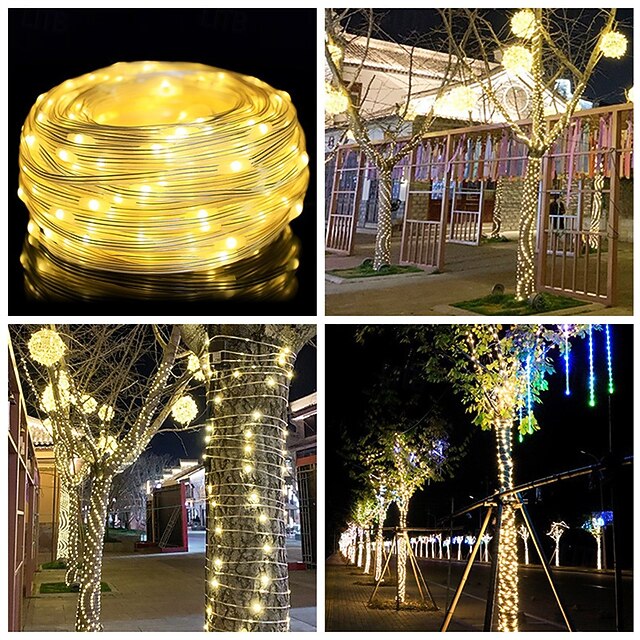 Leather LED Solar and USB Charge String Fairy Lights 10/20/30/50/100M ...