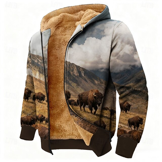 Férfi Szarvas Báránybunda Kapucnis felsőrész Jakna Pulóver Klasszikus ...