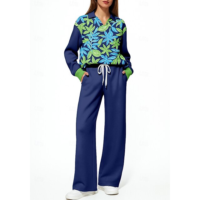 Women's Sweatshirt Tracksuit 2 Piece Tracksuit Drawstring Pocket Floral ...