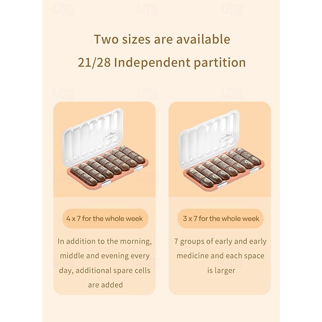 21/28 Compartment Portable Pill Organizer, 7 Days Weekly Medication ...