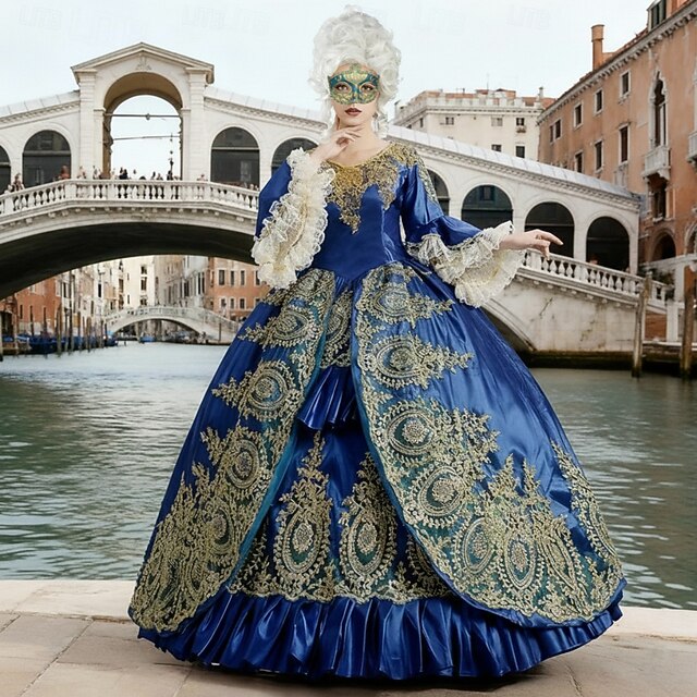 Set Vintage Gothic Rococo Maxi Dress Mask Cosplay Wigs with Accessories ...