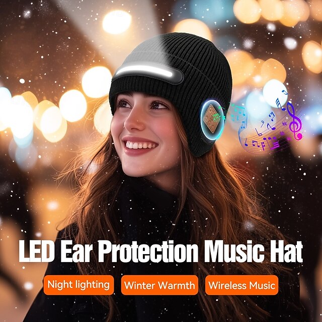 Wireless Bluetooth Music Knitted Hat New Outdoor LED Lighting Luminous ...