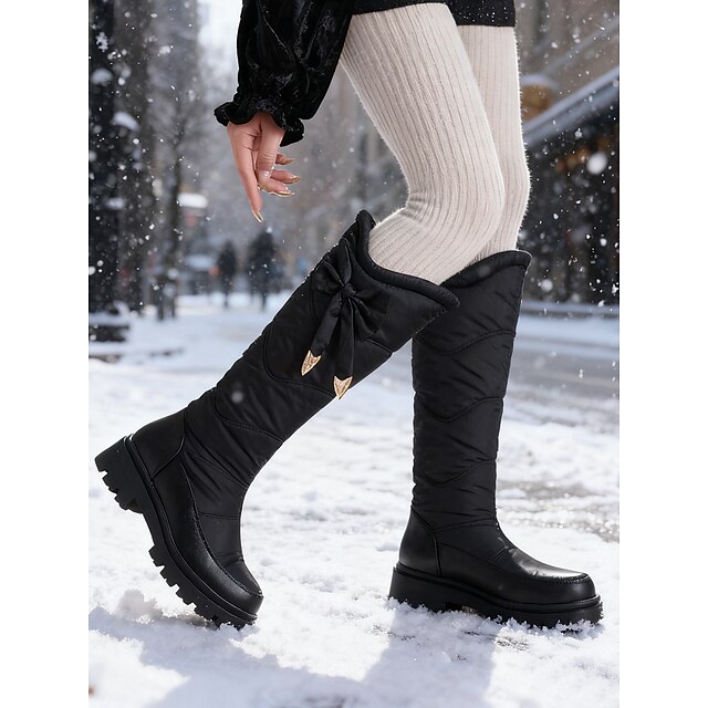 Botas de neve femininas pretas impermeáveis e acolchoadas – couro ...