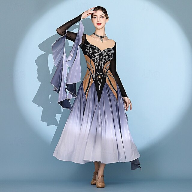 Ballroom Dance Dress Pleats Splicing Crystals / Rhinestones Women's ...