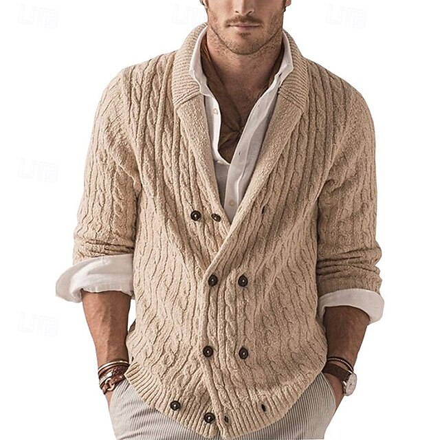 Men's Cable Knit Jumper Sweater Cardigan Sweater Cable Knit Regular ...