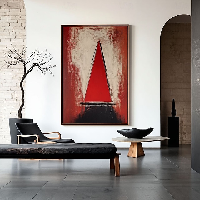 Handmade Abstract Inferno Fir Red Abstract Christmas Tree Oil Painting ...