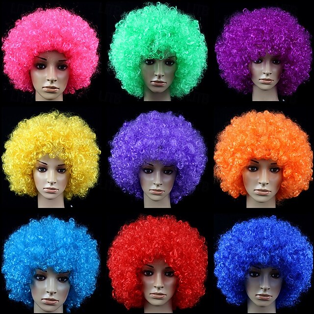 Carnival Wig 2026 Blonde Pink Red Curly Afro Short Synthetic Festival ...