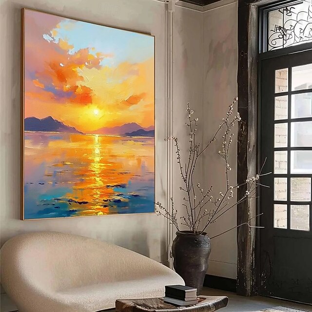 Handmade Oil Painting Canvas Wall Art Decoration Sunrise Sea View ...