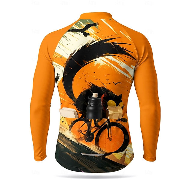 Men's Men Male Running T-Shirt Sports shirts Workout Shirt Cat Character Contrast Color Long ...