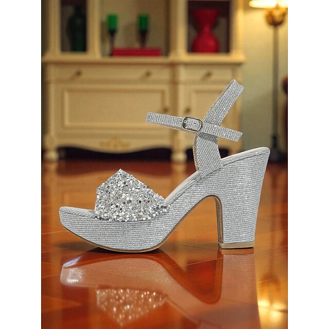 Women's Glitter Platform Block Heel Sandals - Sparkly Open-Toe Party ...