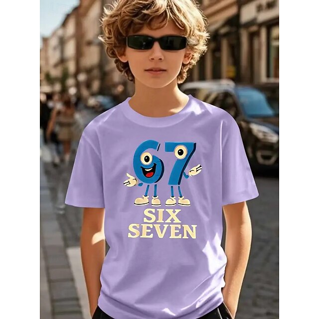 Boys' 3D Graphic Funny Slang 67 T shirt Tee Short Sleeve 3D Print ...