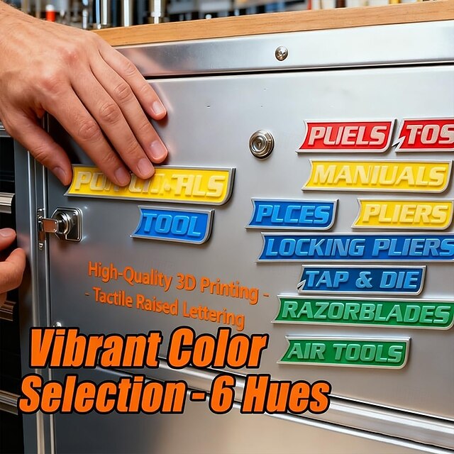 12 Pack of Magnetic Toolbox Labels, 3D-Printed Tool Box Labels, General ...